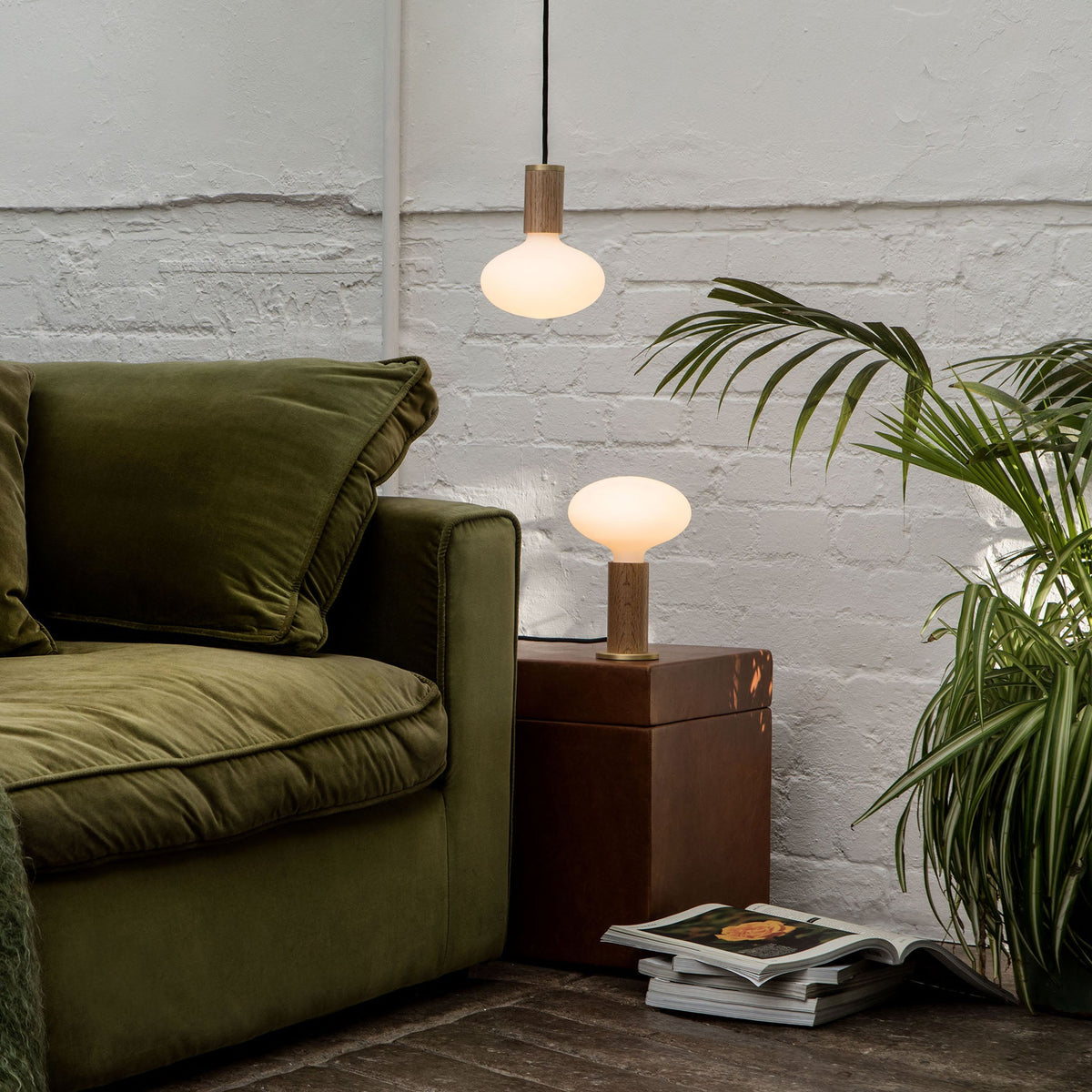 Oval Dim-to-Warm Pendant Light in Oak | Designer LED Pendant Lighting ...